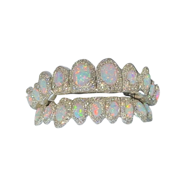 Custom Opal with Natural Diamonds Grillz – VVS Grillz